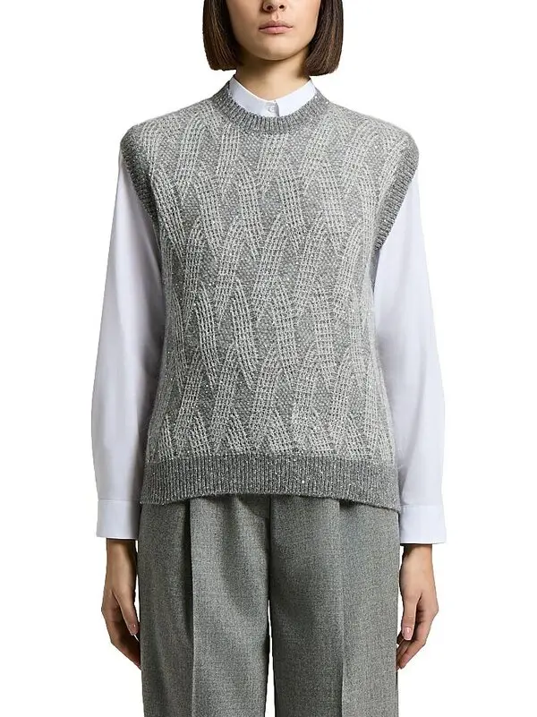 Peserico Wool Blend Boucle Vest - Eclipse Gray