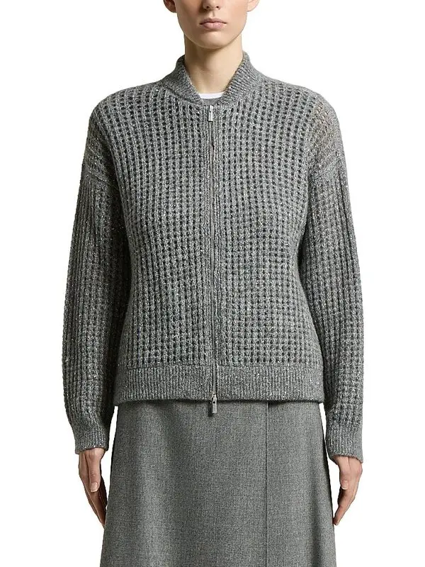Peserico Alpaca Wool Blend Zip-up Sweater - Eclipse Gray