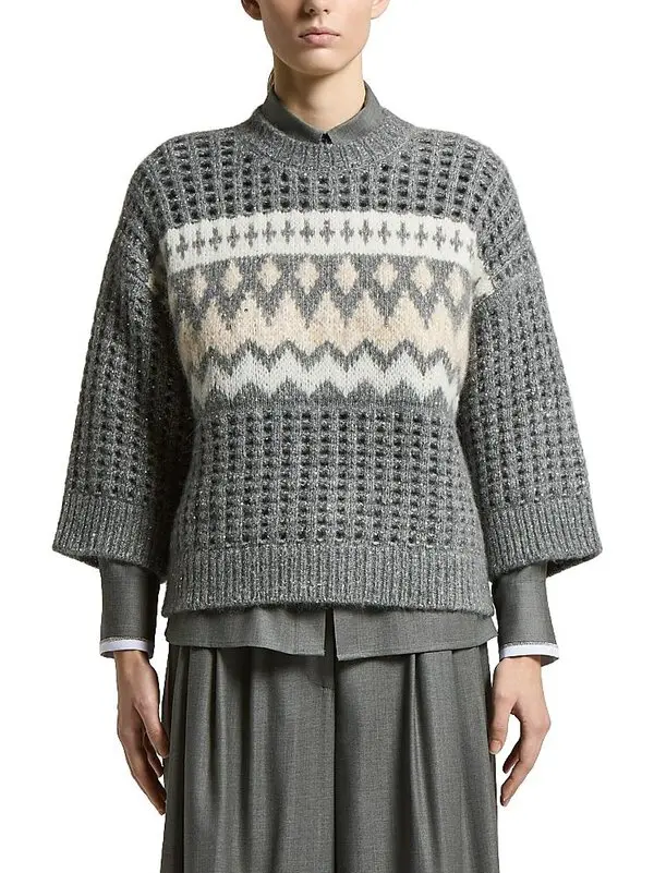 Peserico Knitted Sweater With Mohair Blend And Sequins - Eclipse Gray