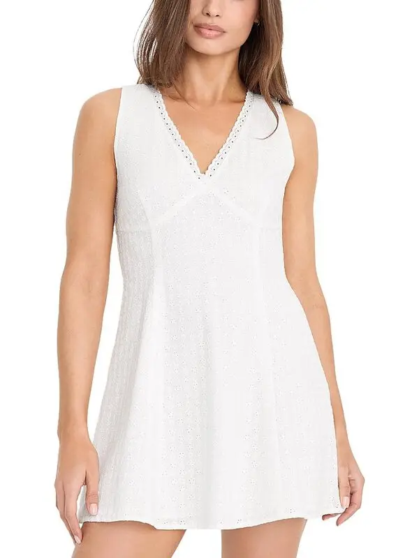 Good American Eyelet Cotton Mini Dress - White