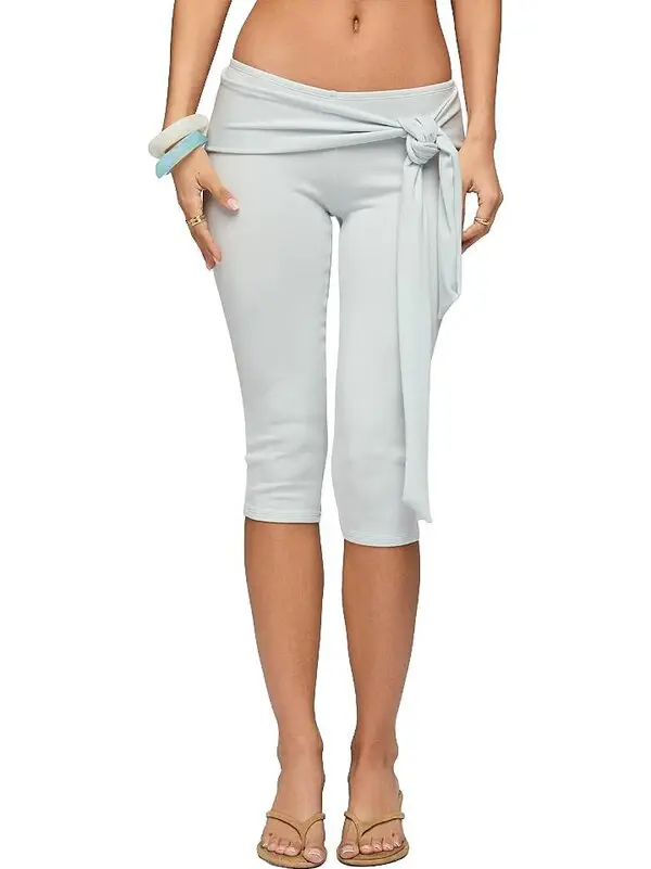 EDIKTED Adara Tie Capri Pants - Light-blue