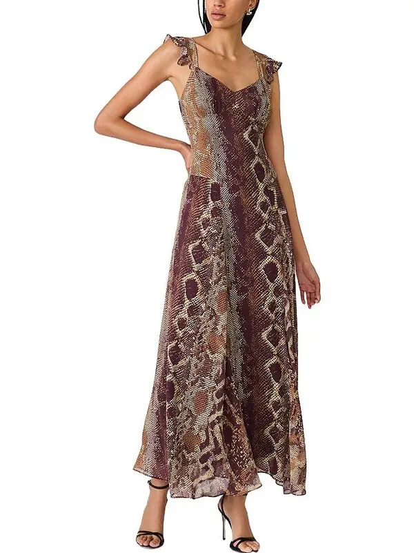 Steve Madden Ruffled Strap Maxi Dress - Bronze