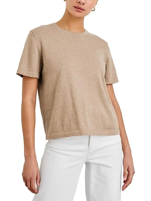 Rails Round Neck Cotton-blend Sweater Top - Heather Oat