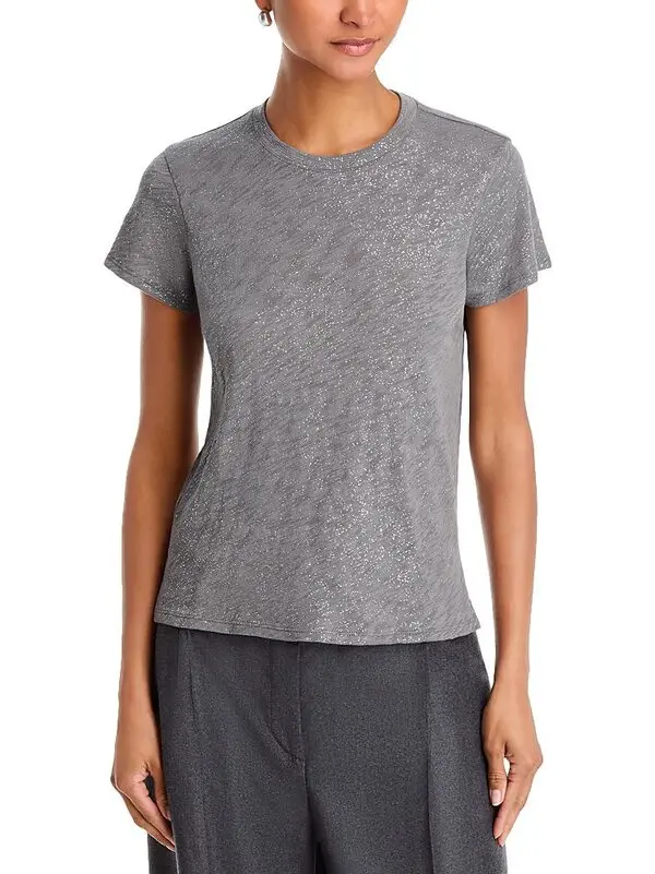 ATM Anthony Thomas Melillo Slub Schoolboy Tee With Foil Detail - Haze/silver