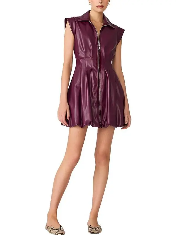 Steve Madden Dyanne Cap Sleeve Bubble Hem Dress - Deep Fig
