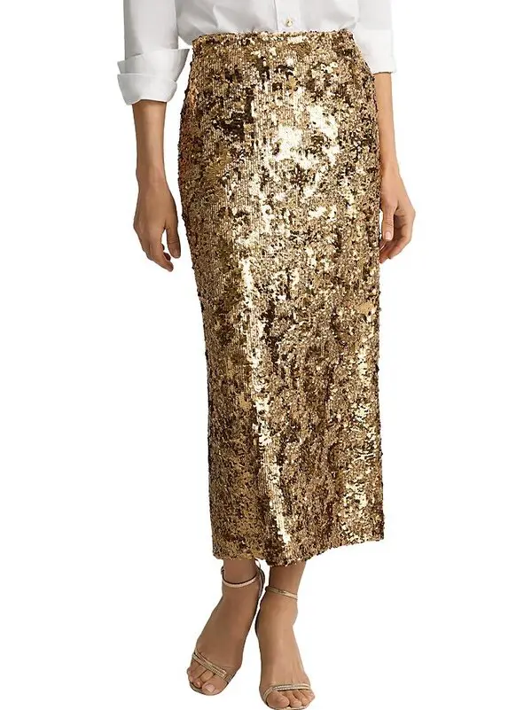 St. John Sequined Maxi Skirt - Copper