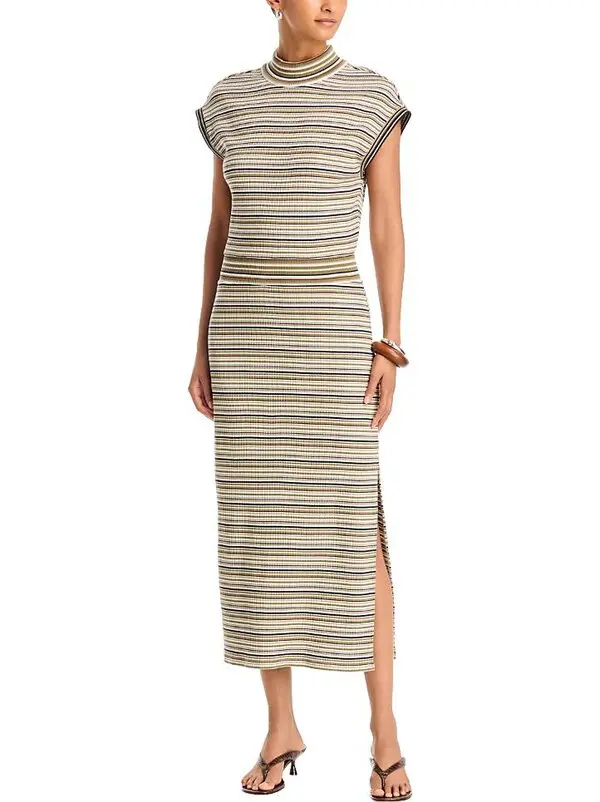 Ramy Brook Natalia Striped Midi Dress - Bone Stripe