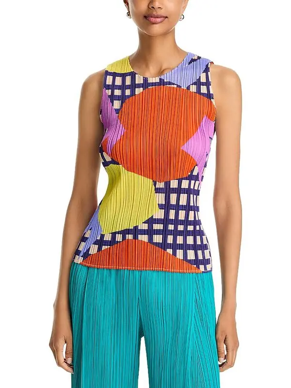 Issey Miyake Sleeveless Printed Top - Tomato