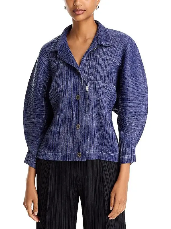 Issey Miyake Textured Denim Jacket - Navy