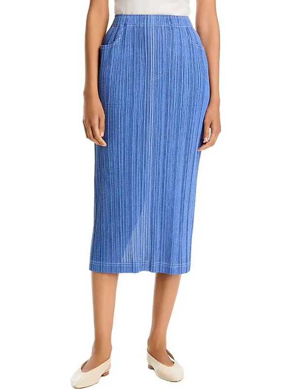 Issey Miyake Midi Denim Skirt - Blue