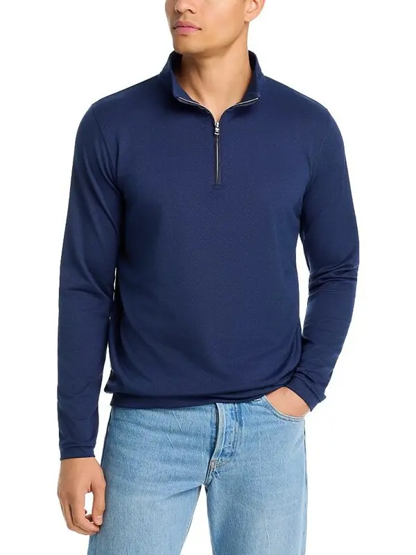 Peter Millar Crown Crafted Albatross Pique Quarter Zip Sweater - Navy