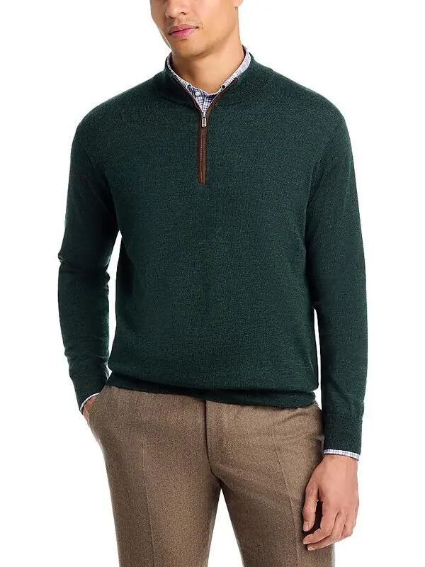 Peter Millar Autumn Crest Suede Trim Quarter Zip Sweater - Pine Brook