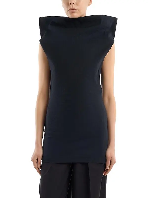 Issey Miyake Structured Neckline Top - Dark Navy