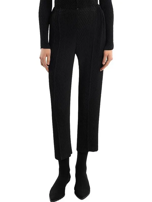 Issey Miyake Rhombus Pleat Textured Crop Pants - Black