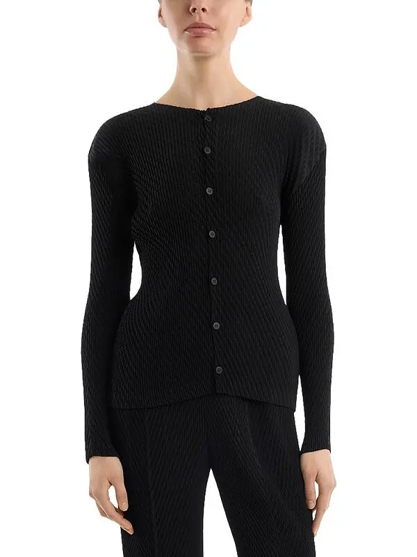 Issey Miyake Rhombus Pleats Cardigan - Black