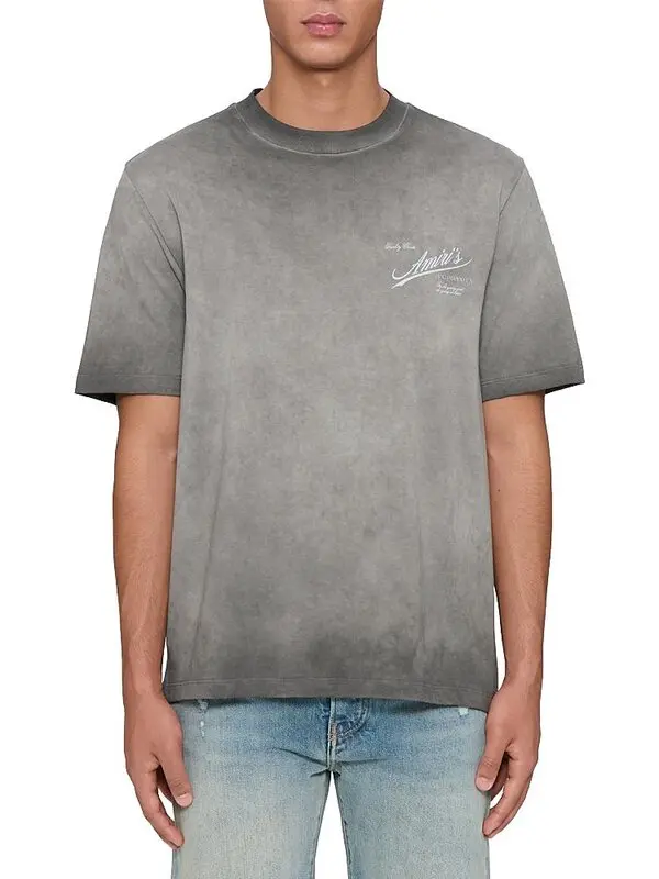 Amiri Logo Patch Crewneck Cotton T-shirt - Black