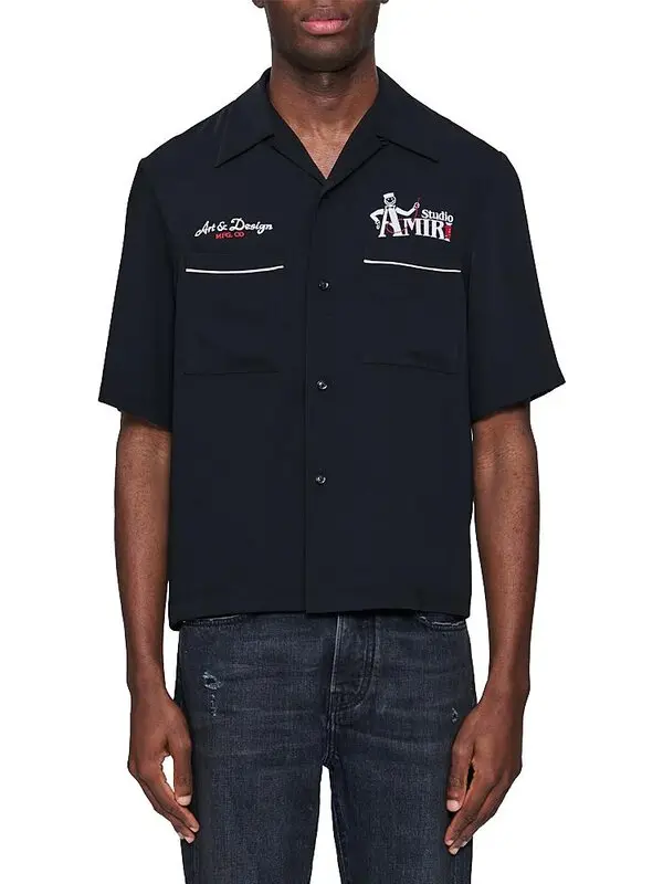 Amiri Art & Design Crepe Camp Shirt - Black