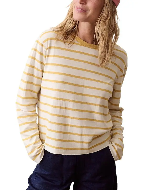 Marine Layer Juno Double Knit Long Sleeve Tee - Marigold