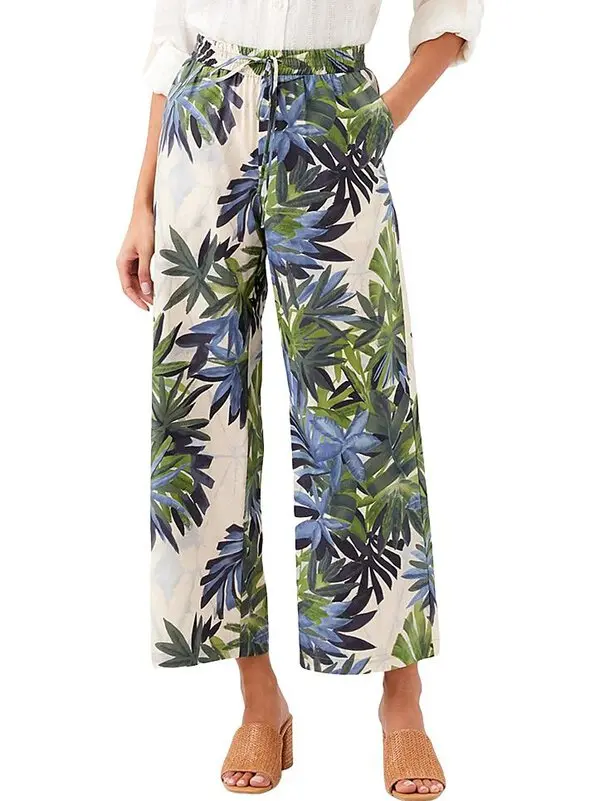 Karen Kane Printed Cotton Drawstring Ankle Pants - Print