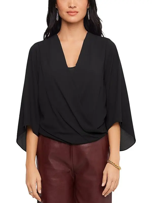 Karen Kane Draped Crossover Top - Black