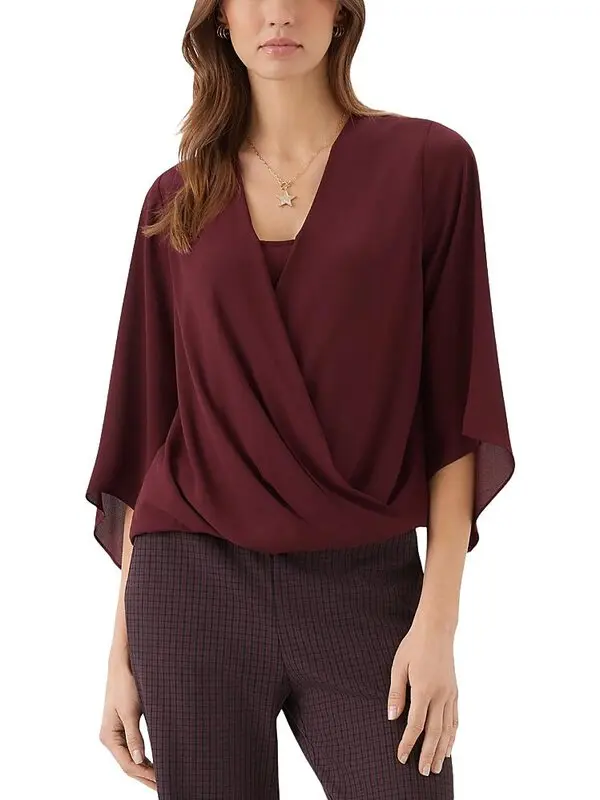 Karen Kane Draped Crossover Top - Wine