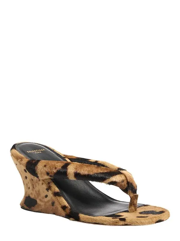 Balenciaga Ocelot Print Wedge Sandals - Noir Multi