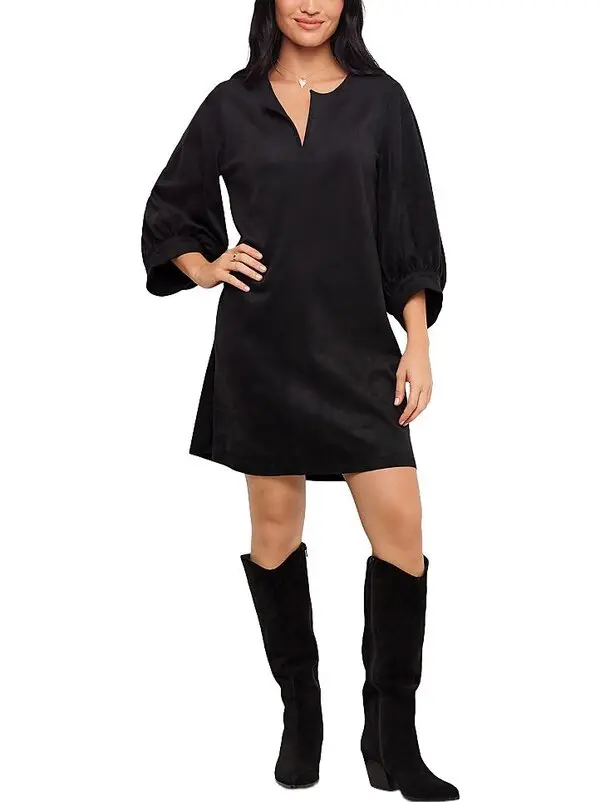 Karen Kane Faux Suede Puff Sleeve Dress - Black