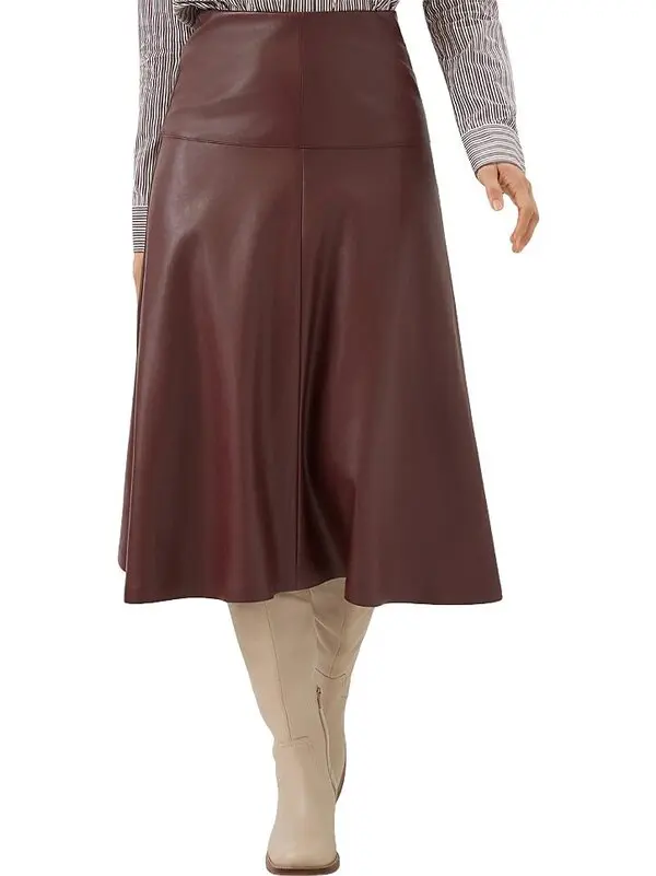 Karen Kane Faux Leather Midi Skirt - Wine