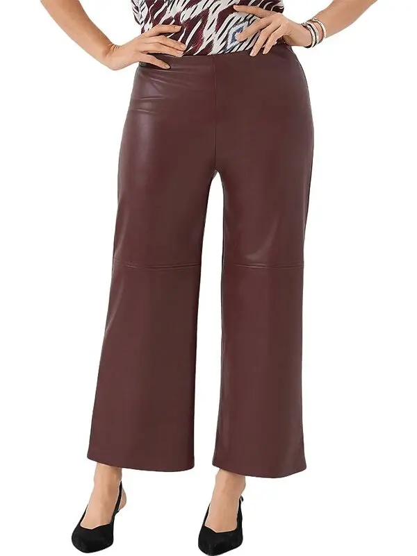Karen Kane Faux Leather Pull-on Ankle Pants - Wine
