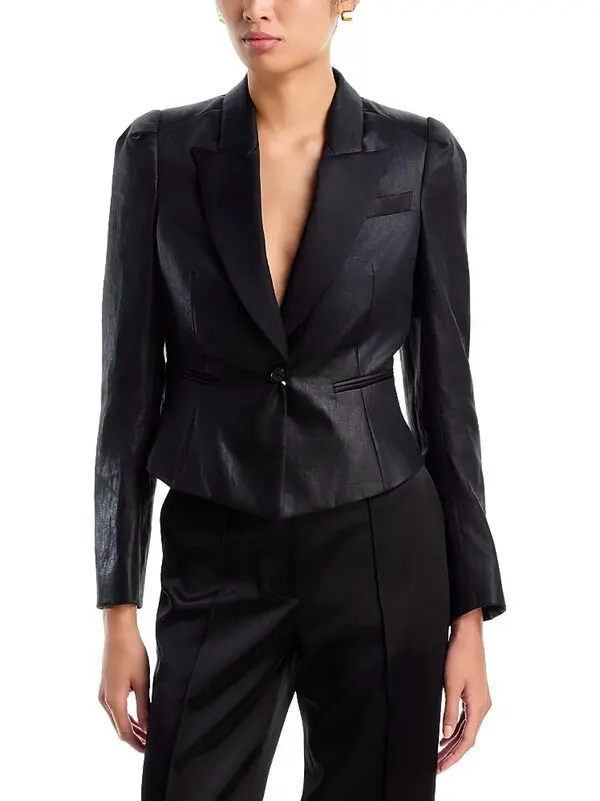 Alexander McQueen Linen Short Blazer - Black