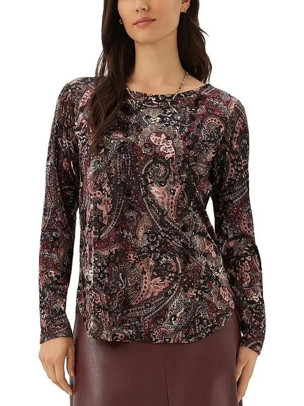 Karen Kane Long Sleeve Velvet Burnout Top - Print
