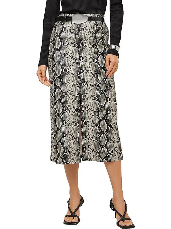 Fifteen Twenty Kaia Faux Leather Printed Midi Skirt - Print