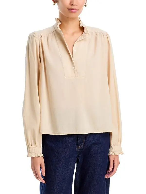 Xirena Dorien Cotton Ruffle Collar Top - Parchment