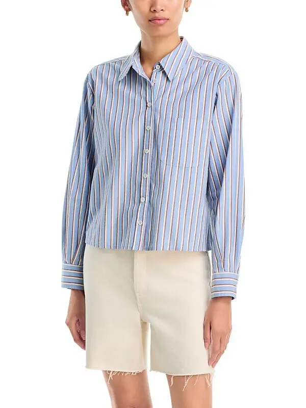 Xirena Wyler Cotton Printed Shirt - Blue Cedar