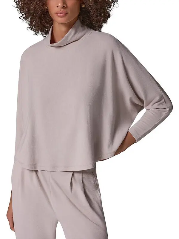 DONNA KARAN WEEKEND Brushed Jersey Dolman Sleeve Top - Oat Heather