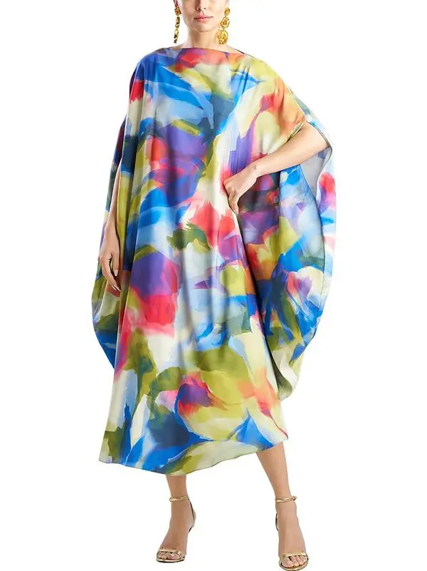 Natori Kumo Printed Satin Circle Caftan - Multi