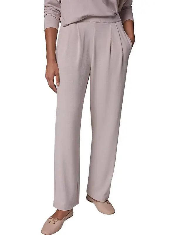 DONNA KARAN WEEKEND Brushed Jersey Pleated Pants - Oat Heather