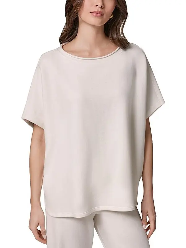 DONNA KARAN WEEKEND Donna Karan Luxe Cotton Dolman Sleeve Boat Neck Sweater - Cream