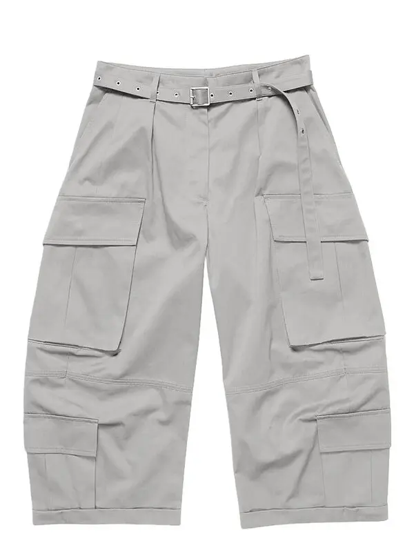 Acne Studios Cotton Stretch Cargo Trousers With Belt - Light Grey