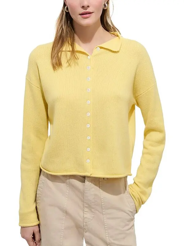 ALEX MILL Cashmere Funnel Neck Cardigan - Citrus