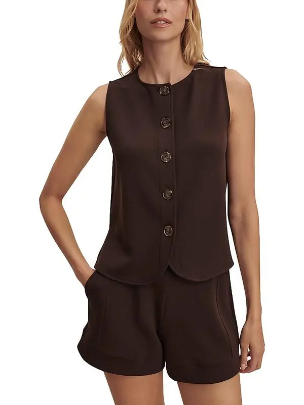 Varley Button Through Tank Top - Coffee Bean