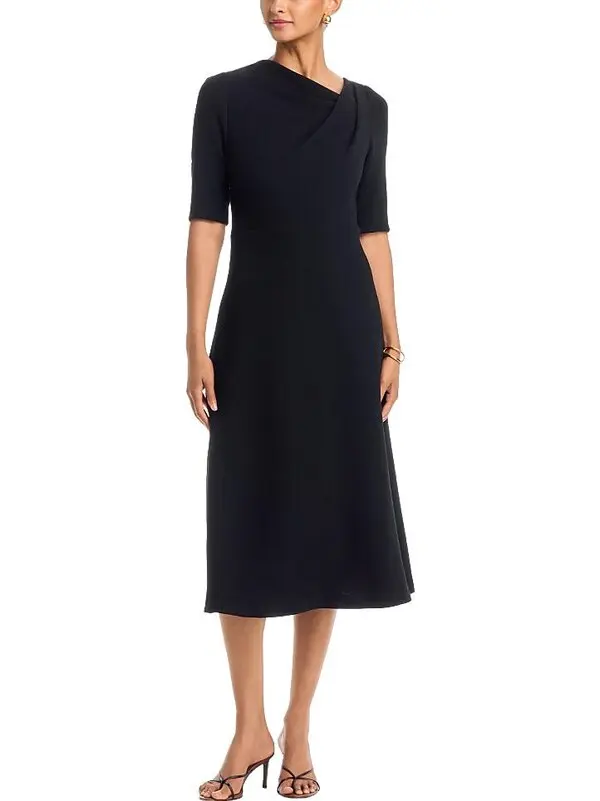 Rickie Freeman For Teri Jon Asymmetrical Drape Dress - Black