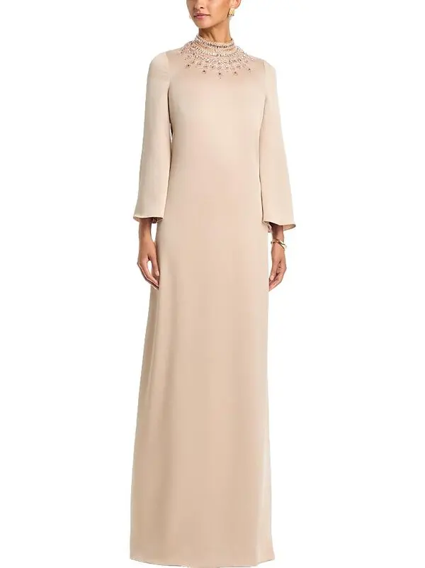 Rickie Freeman For Teri Jon Embellished Satin Gown - Gold