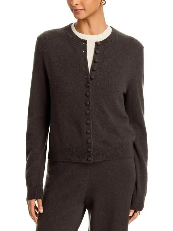 LISA YANG Wilona Cashmere Button Front Sweater - Dark Fern