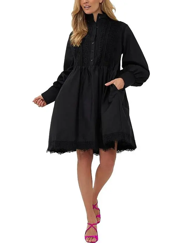 MARIELLE STOKKELAAR Nora Lace Applique Dress - Black