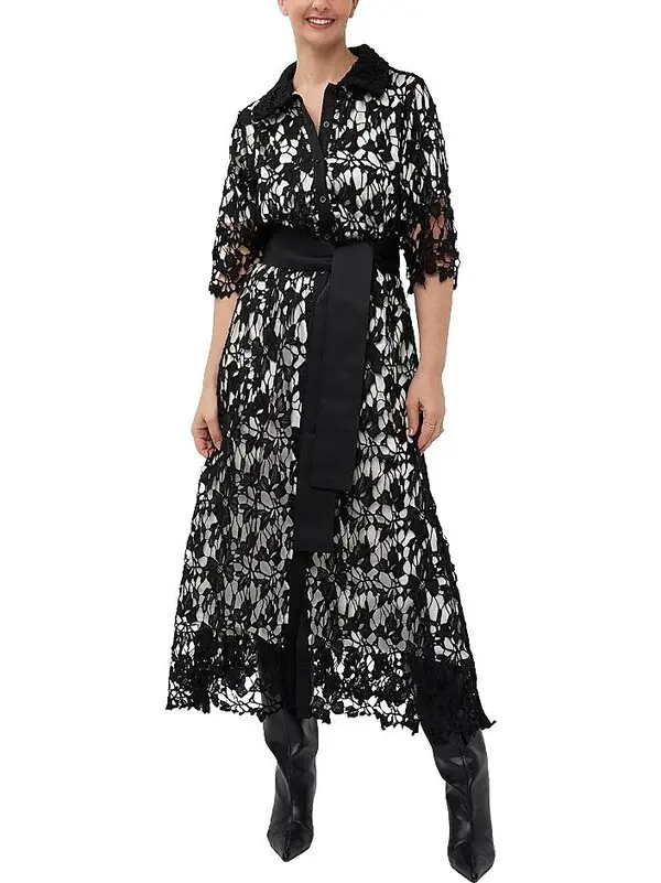 MARIELLE STOKKELAAR Vivienne Lace Maxi Dress With Belt - White/black