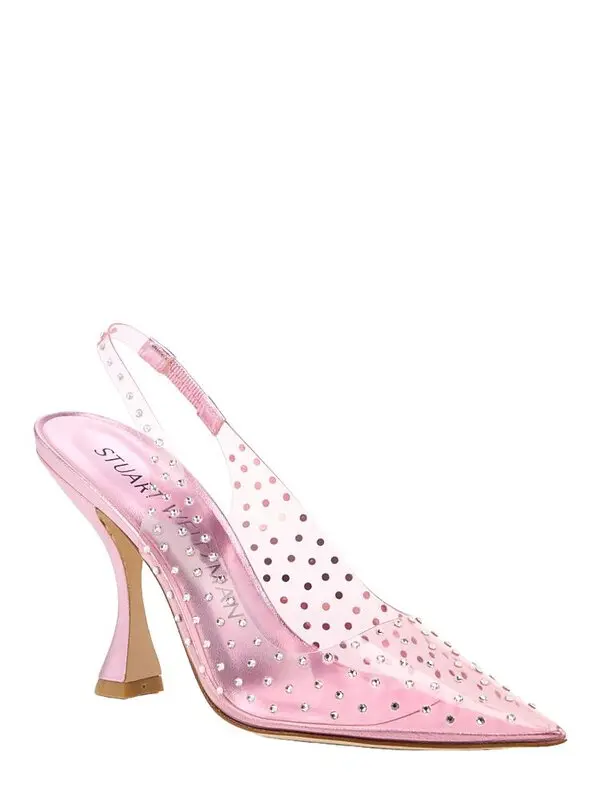 STUART WEITZMAN Glam Xcurve Embellished Slingback Pumps - Light Pink