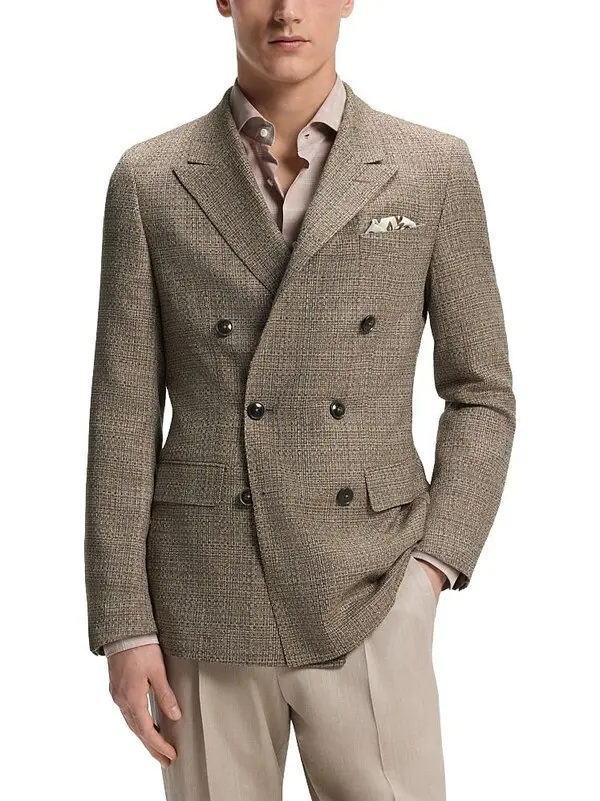 BOSS L-jeff Double Breasted Silk Blend Sport Coat - Medium Brown