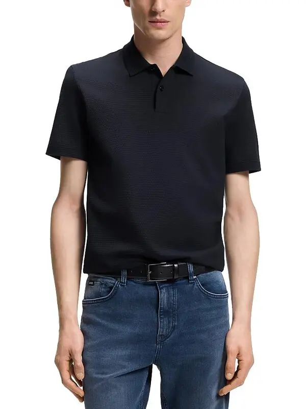 BOSS Parlay Cotton Blend Jersey Polo Shirt - Dark Blue