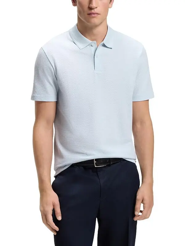 BOSS Parlay Cotton Blend Jersey Polo Shirt - Open Blue